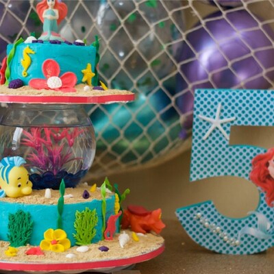 Ariel Birthday Number, Little Mermaid Decorated Number, Little Mermaid ...