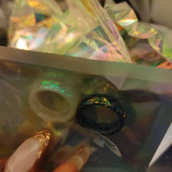 Mermaid Glitter Iridescent Ring. Chose a Color Iridescent Ring. Resin ...