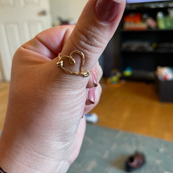 Gold Funky Heart Ring - Etsy