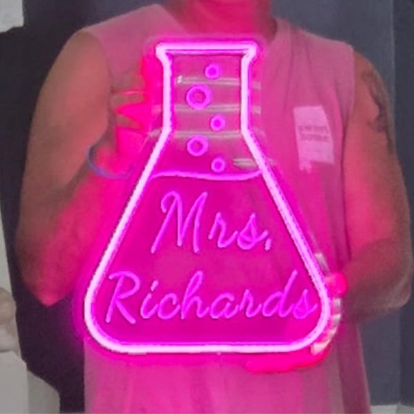 Custom Science Teacher Name Neon Sign,science Classroom Wall Decor ...