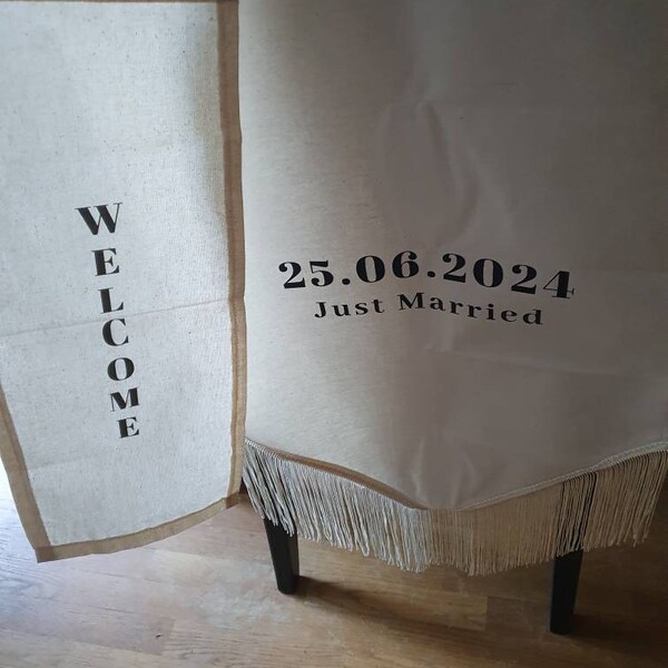 Custom Wedding Banner, Personalised Linen Flag, Wedding or Anniversary ...