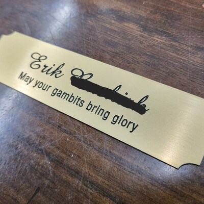 Laser Engraved 4 X 1 Gold Plate W/notched Corners and Adhesive Backing ...