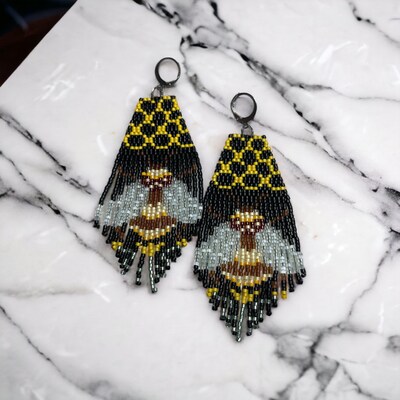 Raven Bead Earrings Pattern Pdfbrick Stitch Seed Bead Digital ...