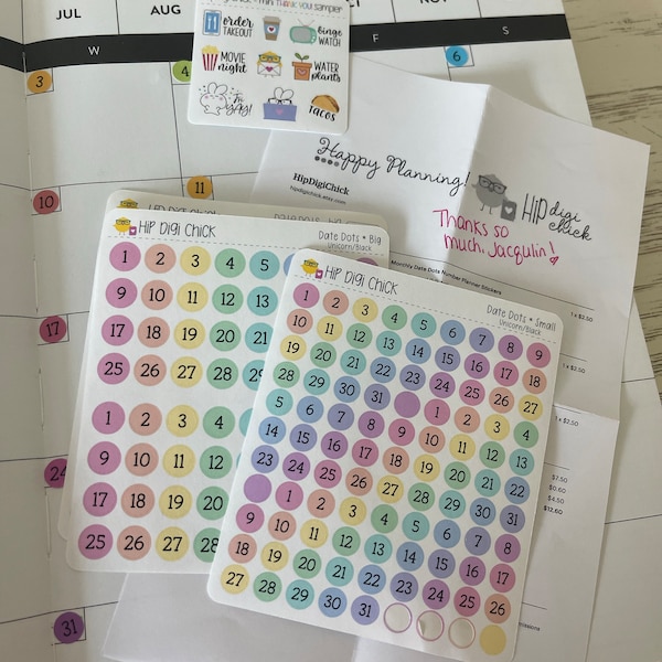 Monthly Date Dots Number Planner Stickers - Etsy