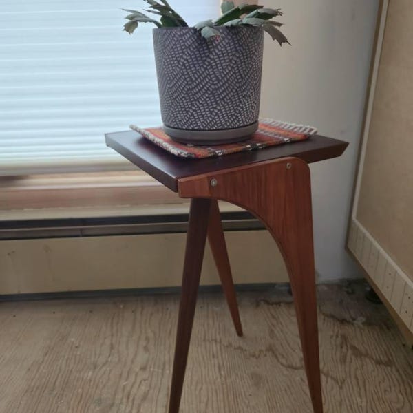 Modern Minimal Small Plant Stand, Mid-century Modern, Indoor Solid Teak ...