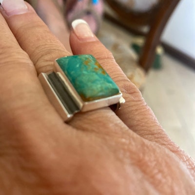 Beth Dutton Inspired Turquoise and Sterling Silver Large Statement Ring ...