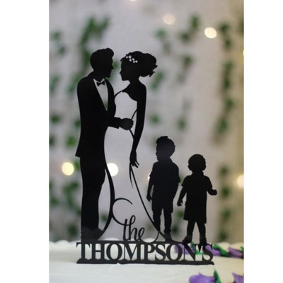 Family Cake Topper With Kids, Wedding Cake Topper, Couple Cake Topper ...