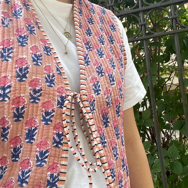 Block Print Quilted Jackets Cotton Floral Bohemian Style Fall Winter ...