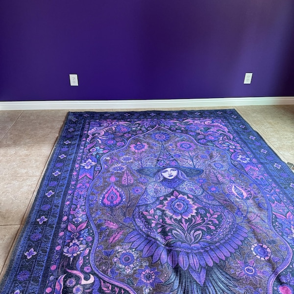 Witchcraft Rug for Witchy Decor, Purple Gothic Rug, Mystical Rug ...