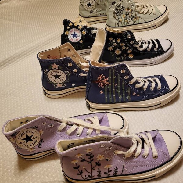 Embroidered Converse/converse Flower/embroidered Sneakers Bright ...