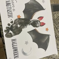 Bat Halloween Art Craft / Footprint Handprint Art / Fang-tastic / Kids ...