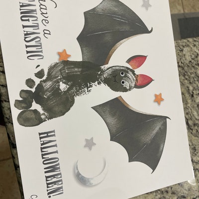 Bat Halloween Art Craft / Footprint Handprint Art / Fang-tastic / Kids ...