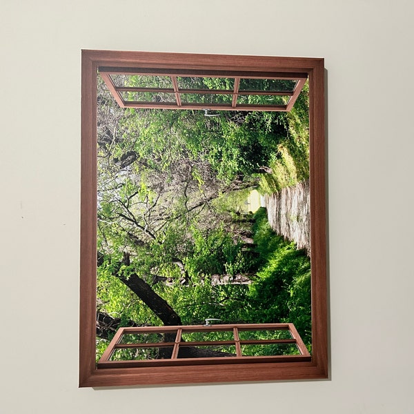 Autumn Trees Photography Window View on Canvas, Faux Window View Canvas ...