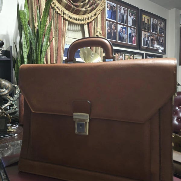 Brown Leather Attache Case, Hard-sided Briefcase, Code Lock Briefcase ...