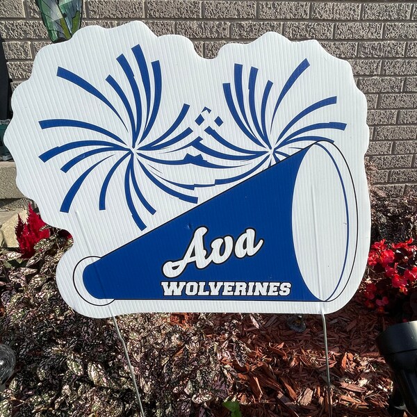 Cheerleader Megaphone Yard Signs Personalized With Team and Name - Etsy