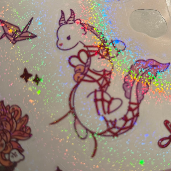 Long Dragon Sparkle Sticker, Vinyl Sticker - Etsy