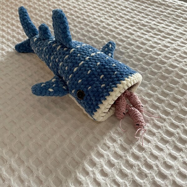 PATTERN: Plush Winslow the Whale Shark With Mouth Pocket and Mini Fish and Shrimp - Crochet ...