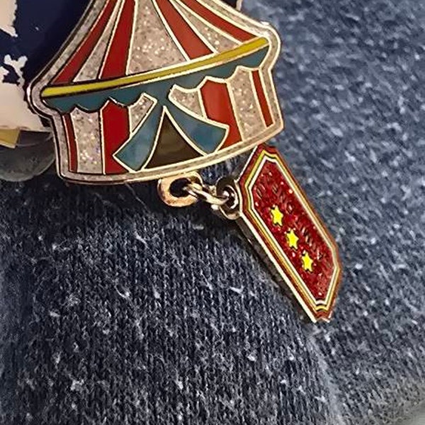 Circus Tent With Red Glitter Dangle Admit One Ticket Enamel Pin, Under ...