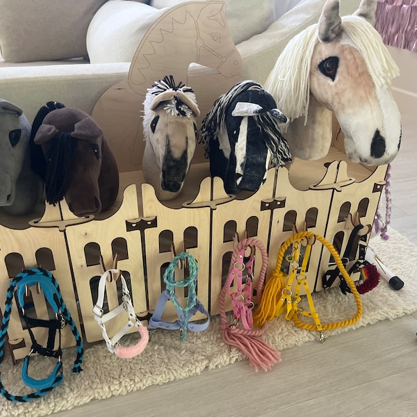 Hobby Horse Stall Stable Handmade Wooden Stable for 6 Hobby Horse Stick ...
