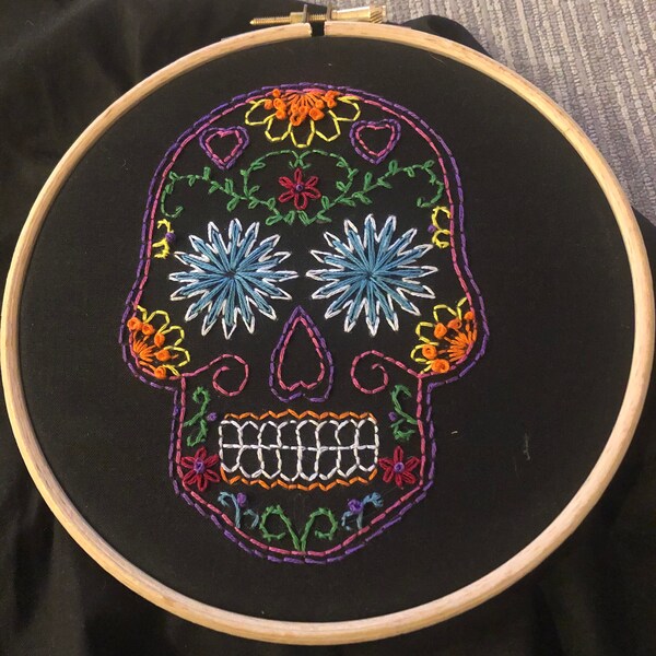Sugar Skull Embroidery Pattern, Skull Embroidery, Day of the Dead ...