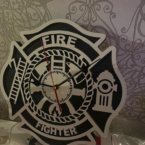 Firefighter Clock,firefighter Svg,clock Laser Cut,fire Fighter Gift ...