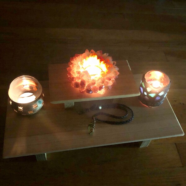 Altar Table, 2 Set, 2 Tier Altar Table, Crystal Shelf, Small Space ...