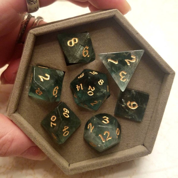 Green Fluorite Gemstone Dice (chlorophane) Hand Carved Polyhedral Dice ...