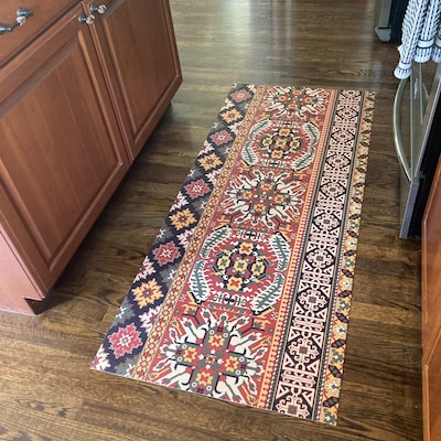 EZRA Art Mat, Red Vinyl Protective Mat, Persian/turkish Design ...