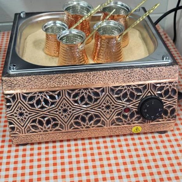 Copper Turkish Heating Sand Coffee Maker Medium Rec Polygon Design ...