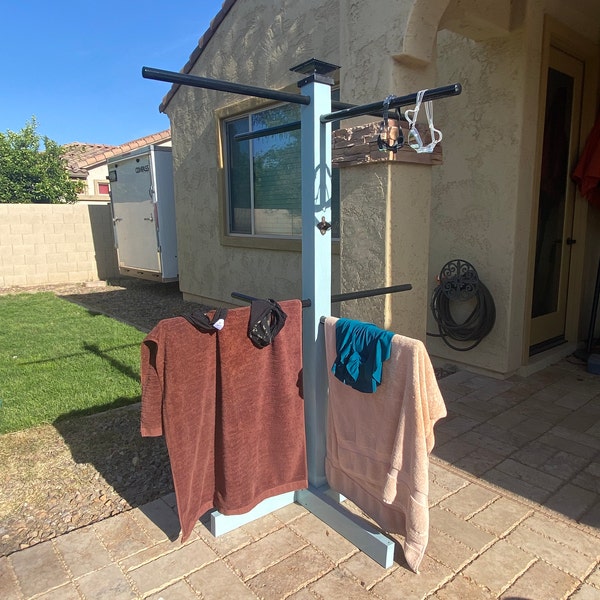 Wooden Pool Towel Rack | Handmade Outdoor Towel Tree Holder for Pool ...