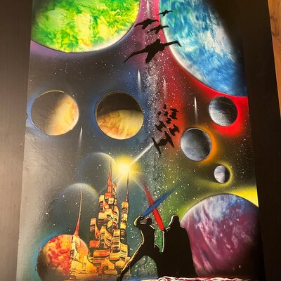 Galaxy Space Spray Paint Art / Galaxy Art / Planets and Stars/ Space ...