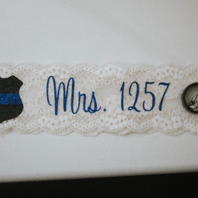 Police Garter Police Wife Blue Garter Bling Garter - Etsy