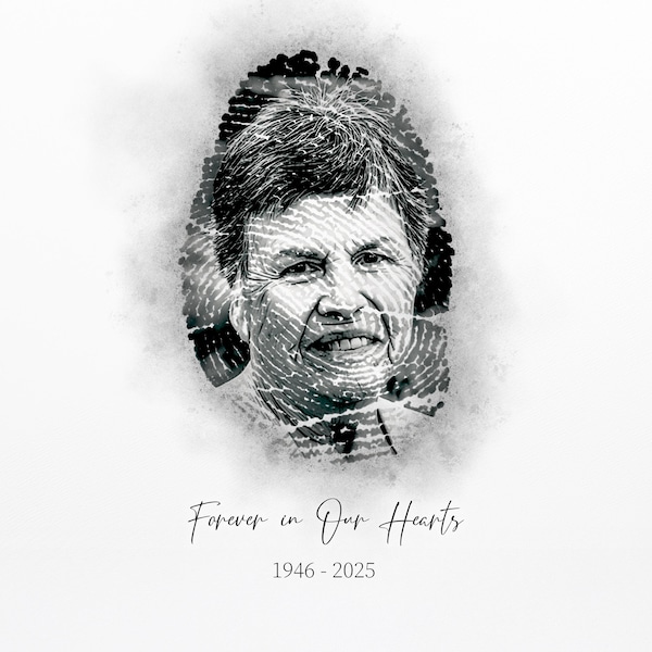 Custom Sketch Photo Fingerprint Portrait, Memorial Gift Picture, Loved ...