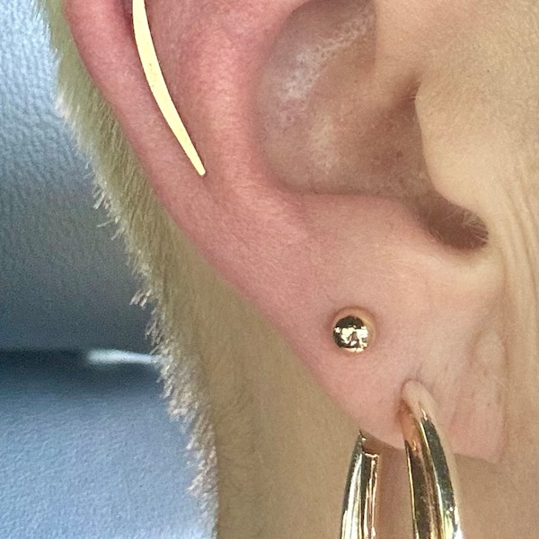 HELIX - Long Helix Cartilage Earring - Curved Helix Jewelry - Helix ...