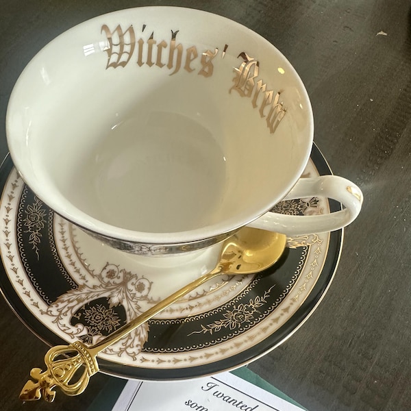 Four 22k Gold Spooky Halloween Potion/spells/witches Brew/poison Teacup ...