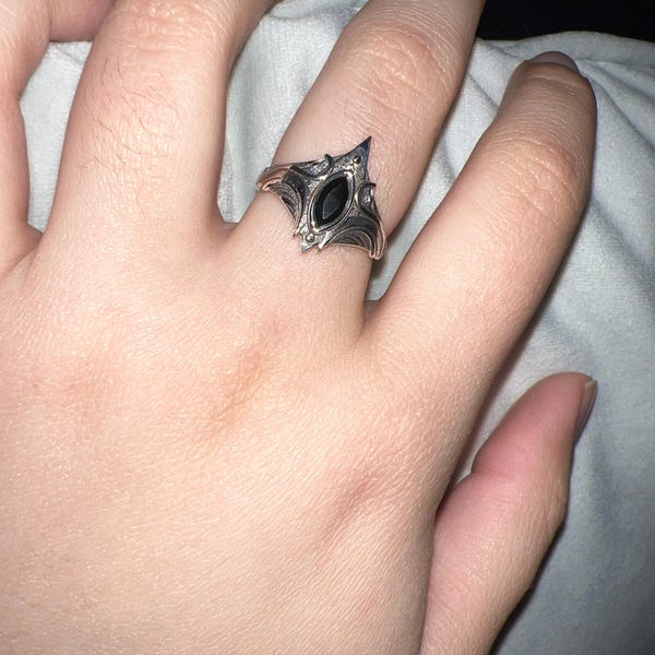 Genuine Black Onyx Ring* Handmade Gothic Black Onyx Ring* Unique Gift ...