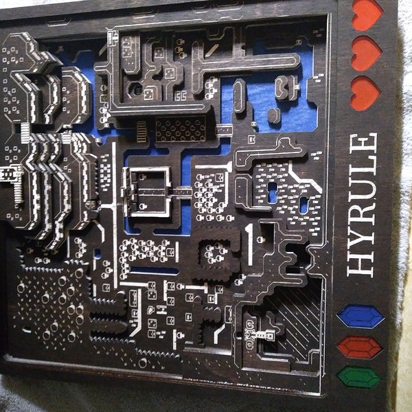 3D Hyrule Video Game Map Laser Cut Wood Multilayer Custom Decor ...