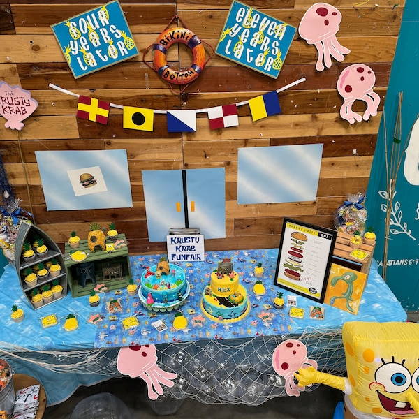 Spongebob Birthday Sign: Handmade Party Decorations - Etsy