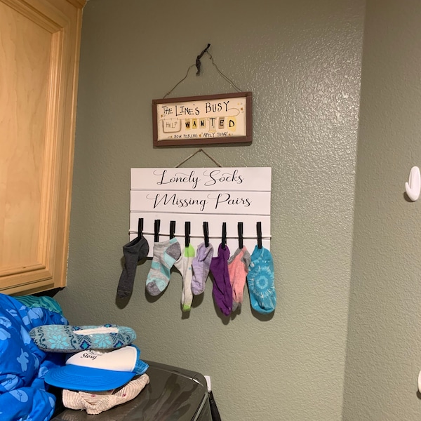 Single Socks Looking for Sole Mates Laundry Decor / Sock Hanger / Sock ...