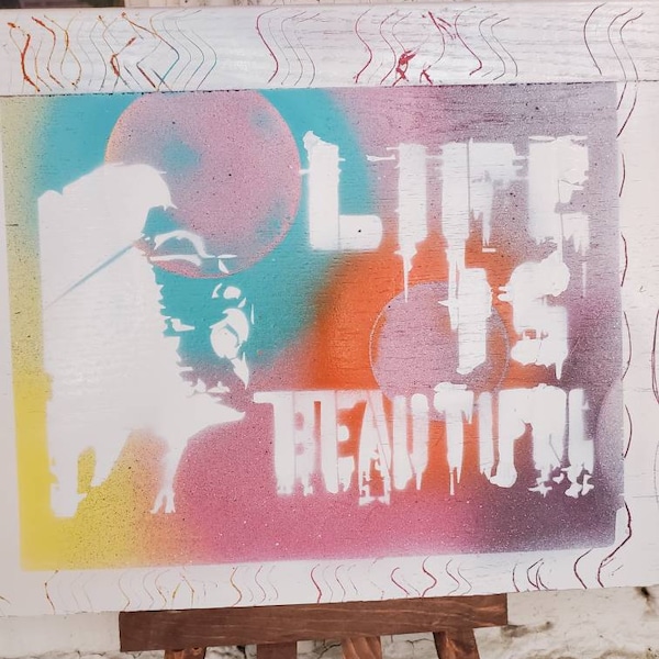 Life is Beautiful Banksy Stencil Reusable Graffiti Street Art Stencils ...