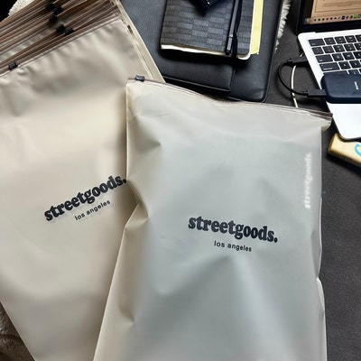 100 Custom Beige Matt Poly Mailers With Handle, Custom Handle Shipping ...