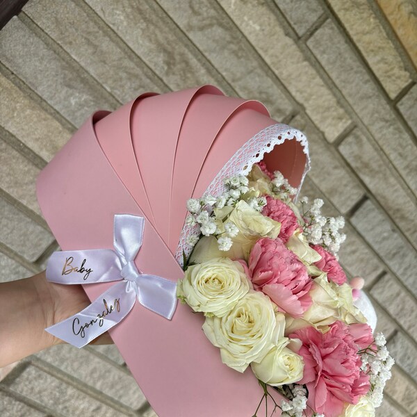 Set of 3 Round Flower Boxes With Window, Gift Boxes, Floral ...