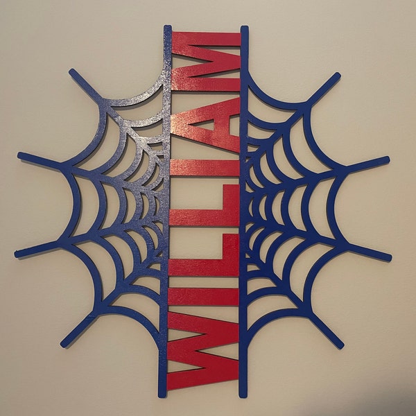 Spider Web Name Sign, Boy Room Decor, Nursery Decor, Spiderman ...
