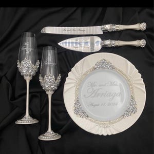 Silver Cake Cutting Set, Silver Cake Cutter Set, Wedding Serving Set ...