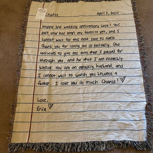 Love Letter Blanket: Personalized Gift for Mom, Woven Handwriting ...