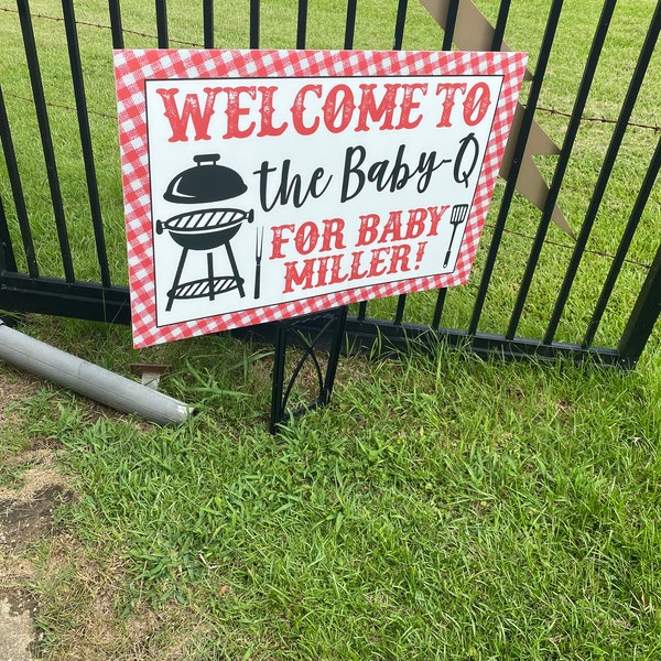 Baby Q Baby Shower Sign, Barbeque Baby Shower Yard Sign, Baby-q Welcome ...