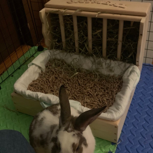Rabbit Hay Feeder With Litter Box / Made by Asaswood - Etsy