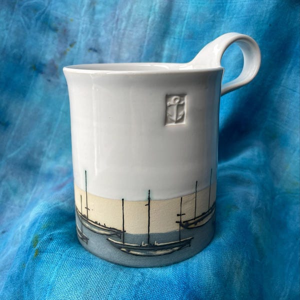 Handmade Stoneware Mug - Marionette Puppet Coffee Cup - Sad Face ...