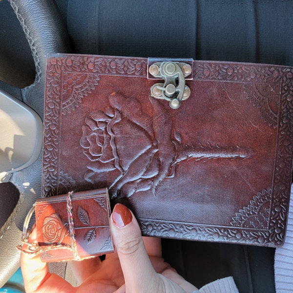 Rose Flower Leather Journal Embossed Diary Notebook Sketchbook ...