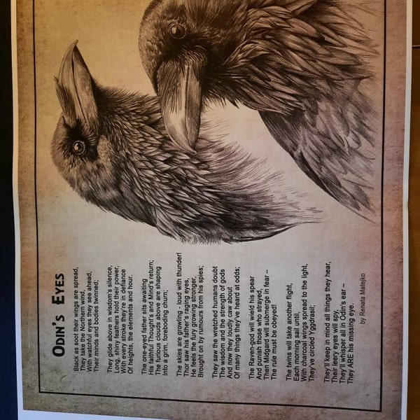 Odin's Eyes Poem, Printable Viking Wall Art, Norse Mythology Raven ...